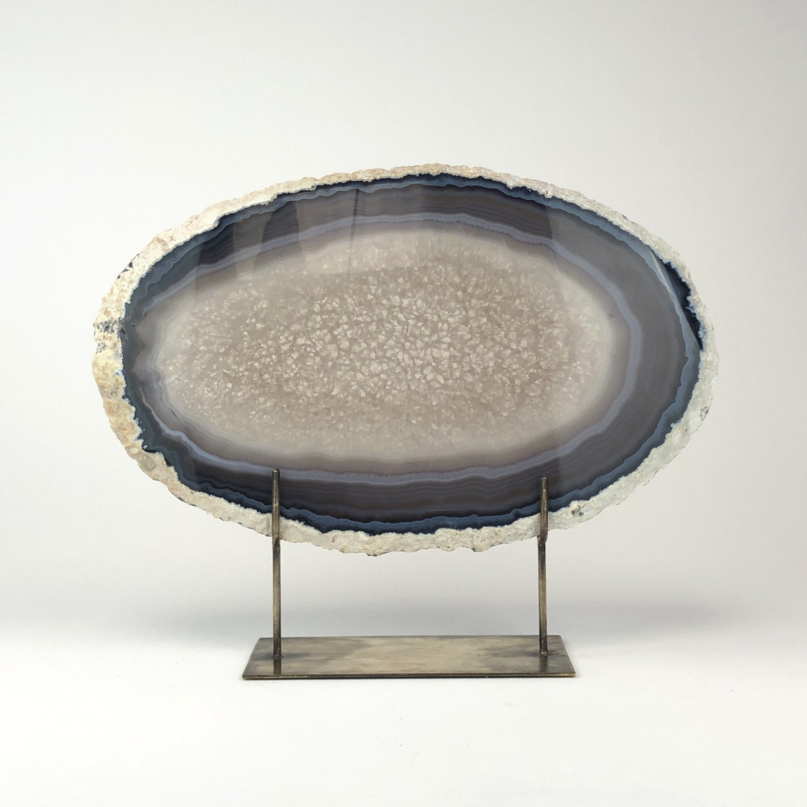 Grey Massive Agate on Antique Brass Stand (T6107) - TYSON - DECORATIVE ...